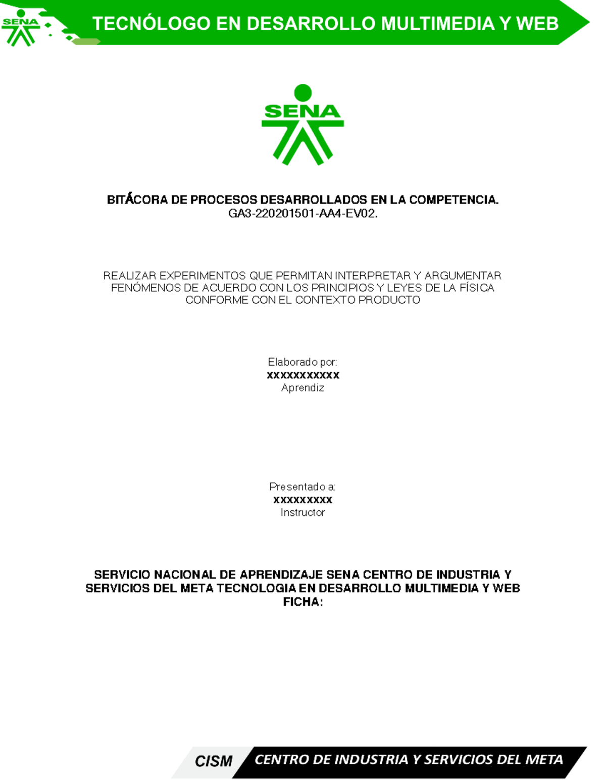 Bitácora de Procesos en Competencia de Física - GA3-2202015 01-AA4-EV02 ...