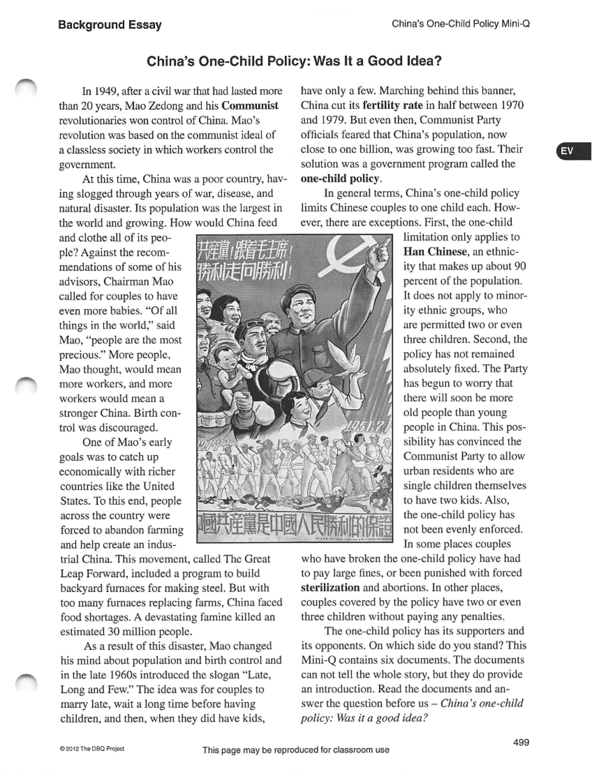 China's One-Child Policy: Analyzing Impact and Controversies (DBQ ...