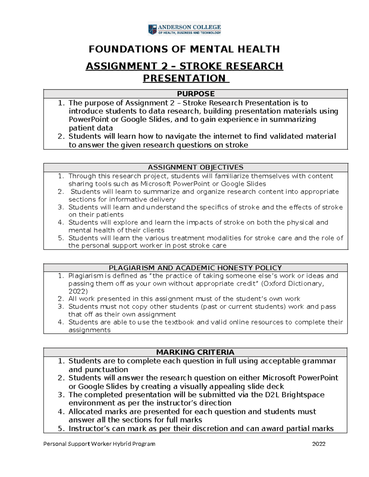 Foundations of Mental Health - Assignment 2: Stroke Research ...