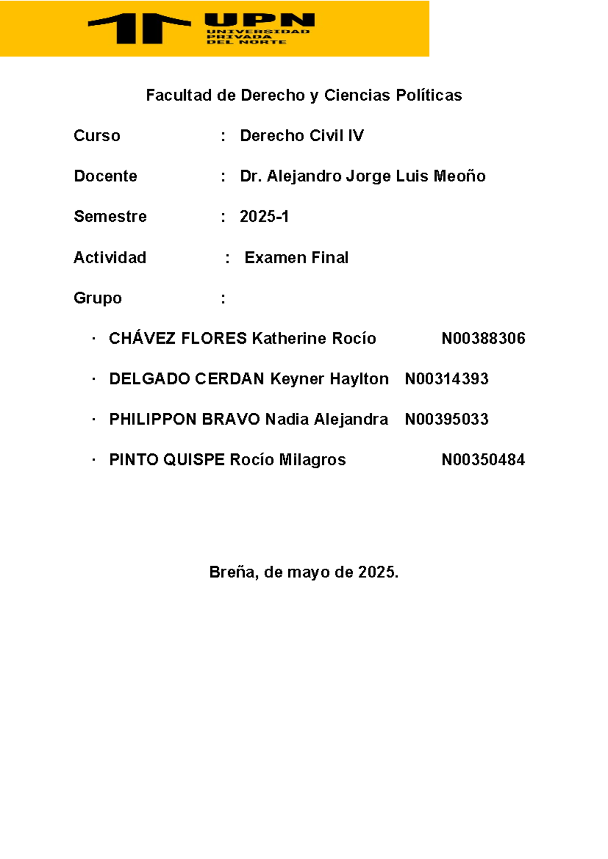 Examen Final Derecho Civil IV - Análisis de Obligaciones y ...