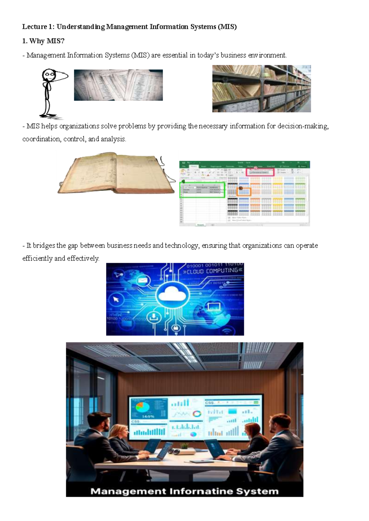 Lecture 1: Overview of Management Information Systems (MIS) - Studocu