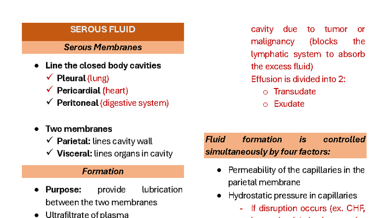 Serous Fluid Analysis: Understanding Effusions and Their Causes (092857 ...