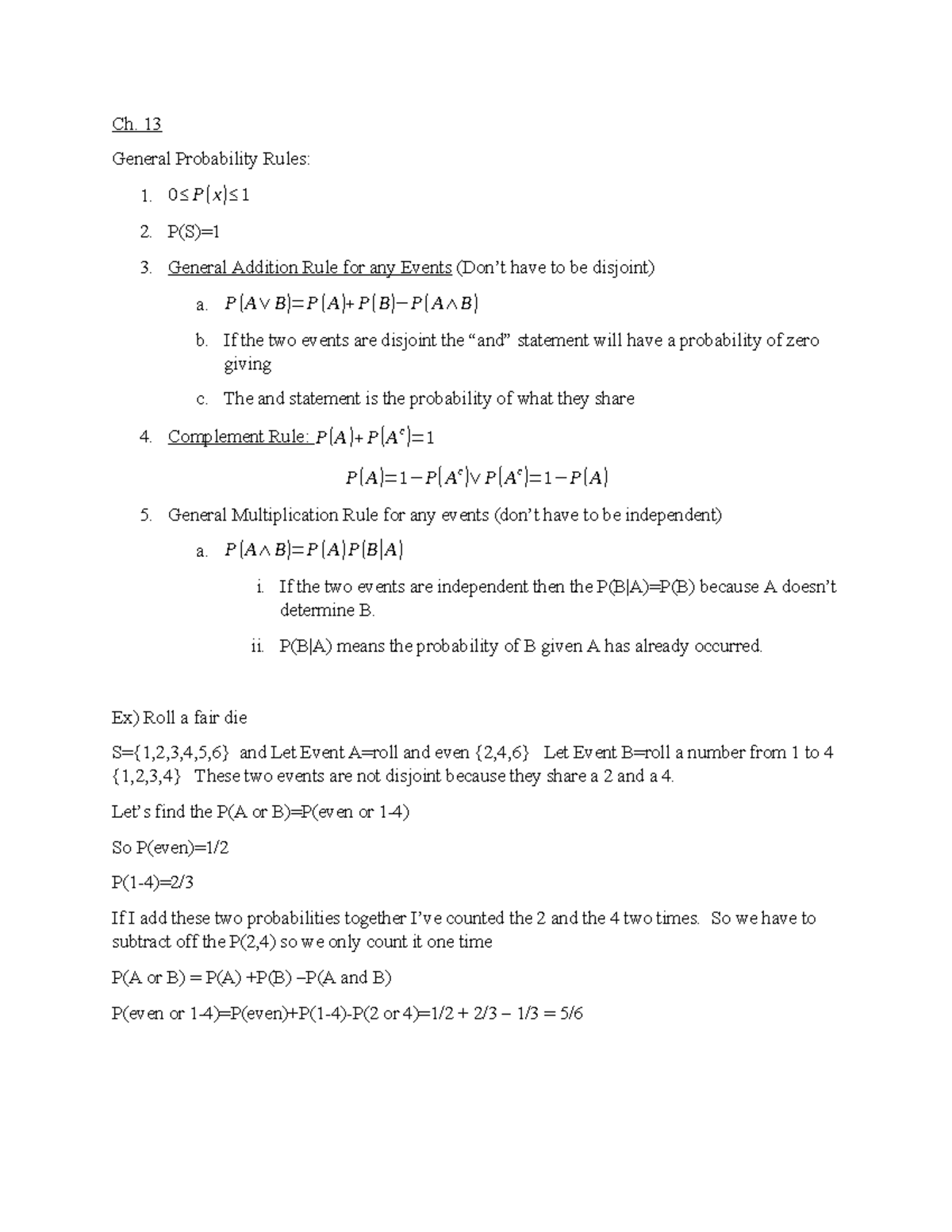 Ch. 13 Lecture Notes on General Probability Rules - Studeersnel