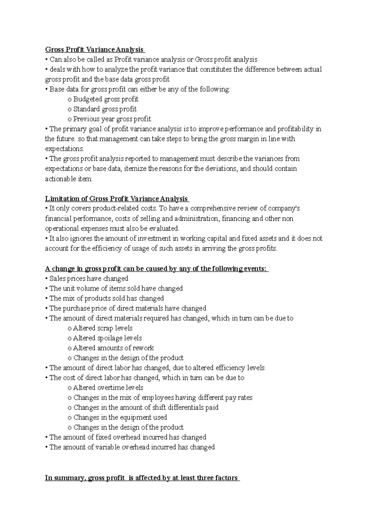 Gross Profit Variance Analysis Understanding Key Factors And Impacts