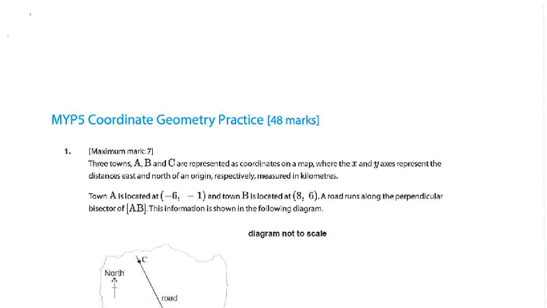 MYP5 Coordinate Geometry Practice Booklet - Geometry - Studocu