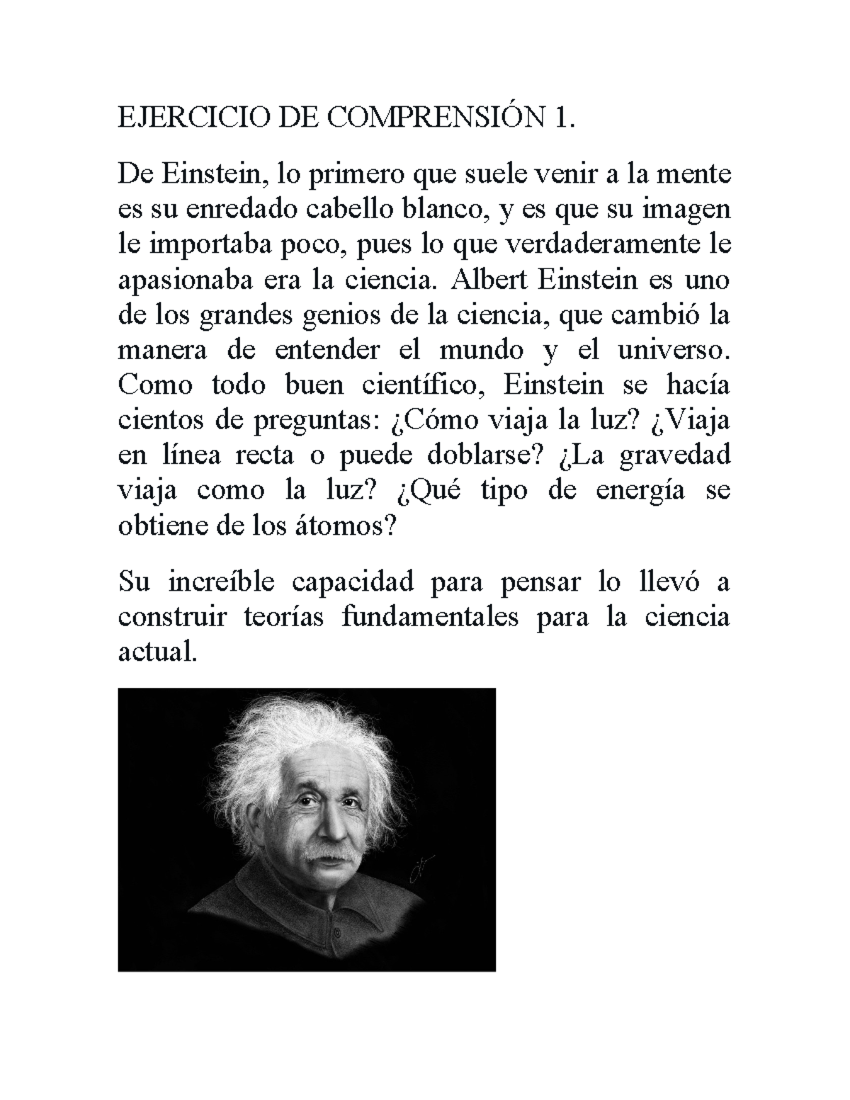 Ejercicio de Comprensión sobre Einstein y Nudos Marineros - Studocu