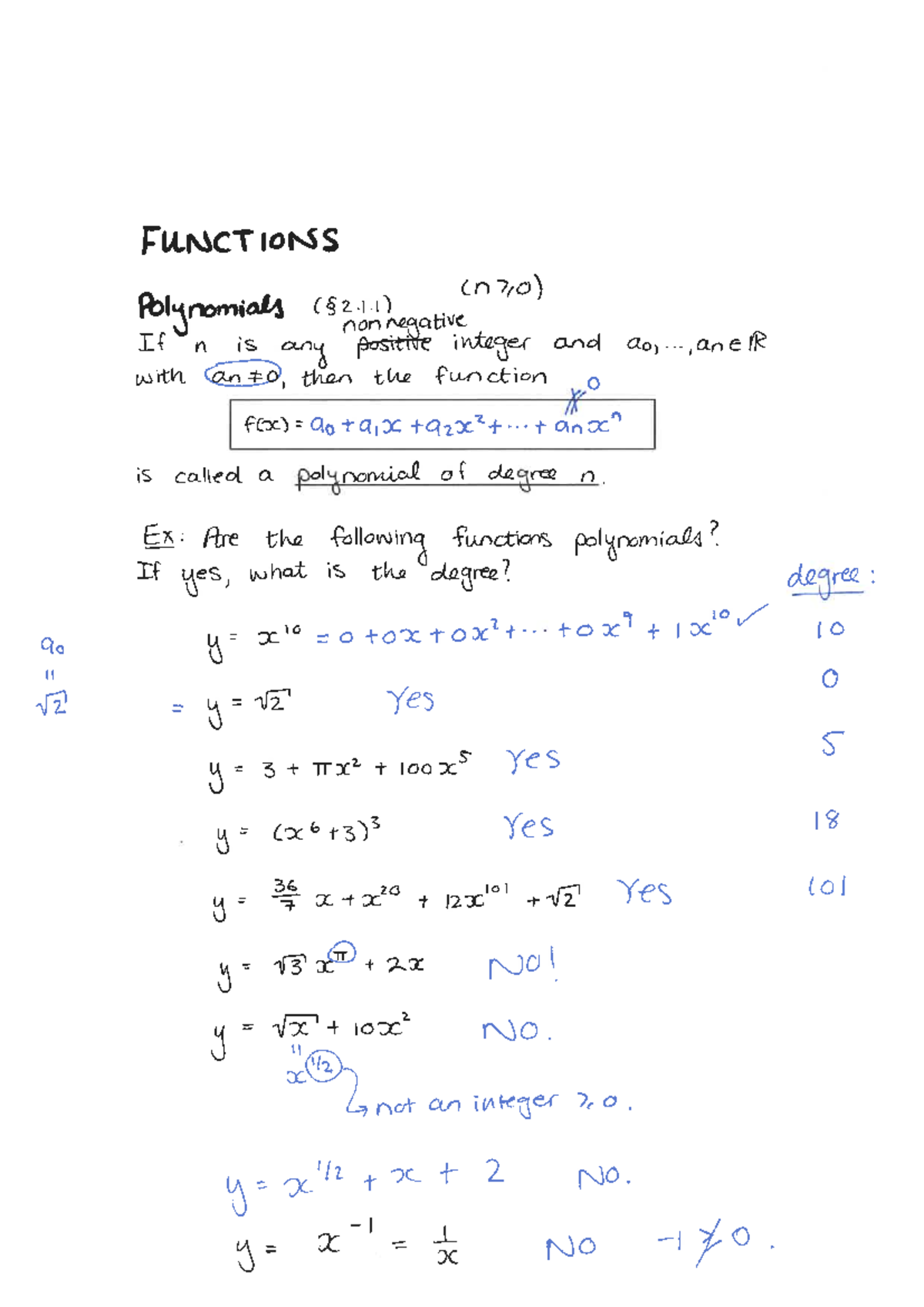 Functions: Polynomials, Rational, and Trigonometric Functions - Studocu