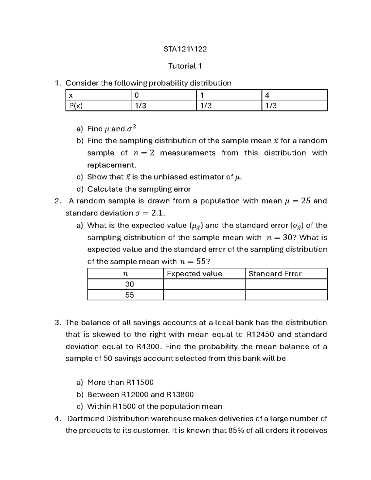 Tutorial 1: Probability Distributions and Sampling Techniques - Studocu