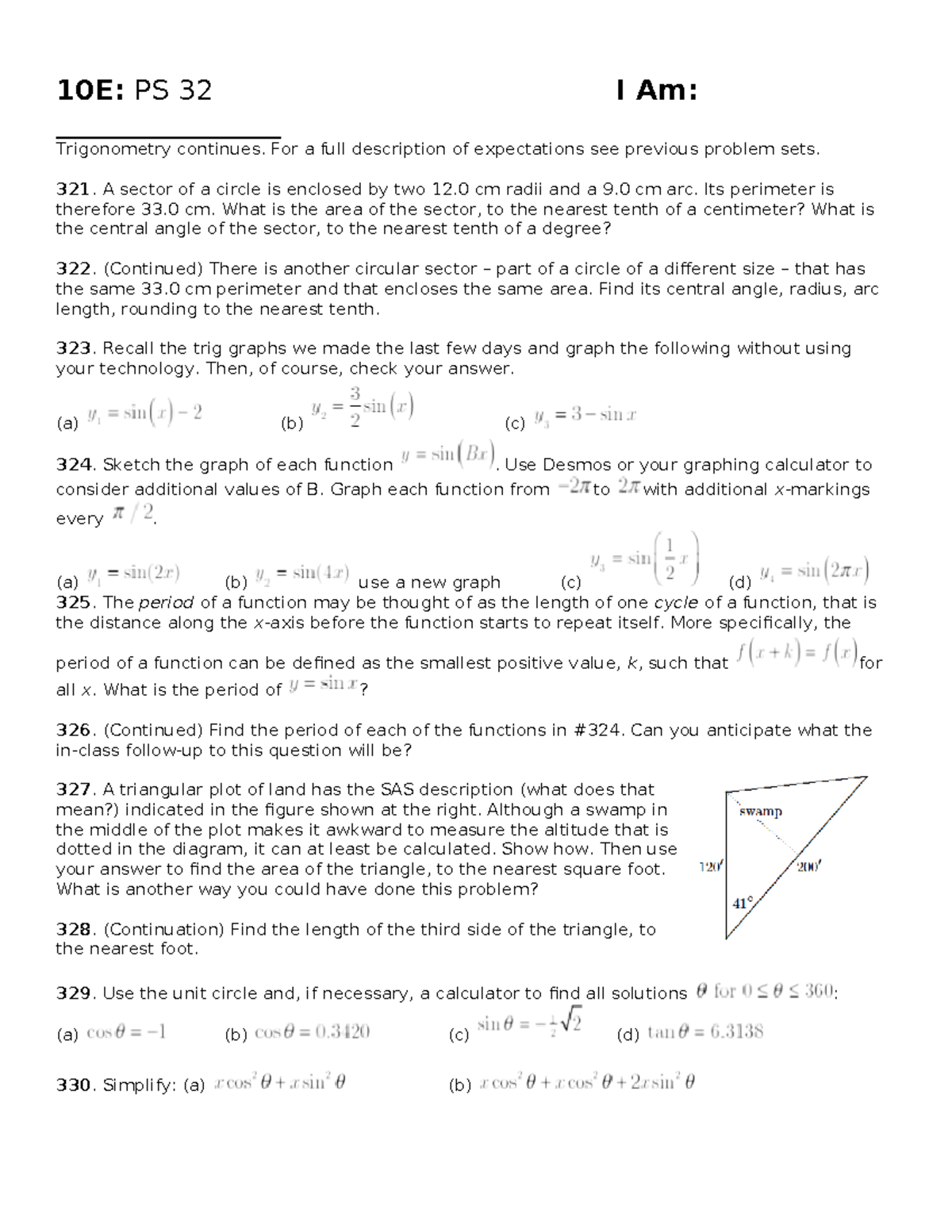 Trig 04 - Problem Set 32 - 125 - 10E: PS 32 I Am ...