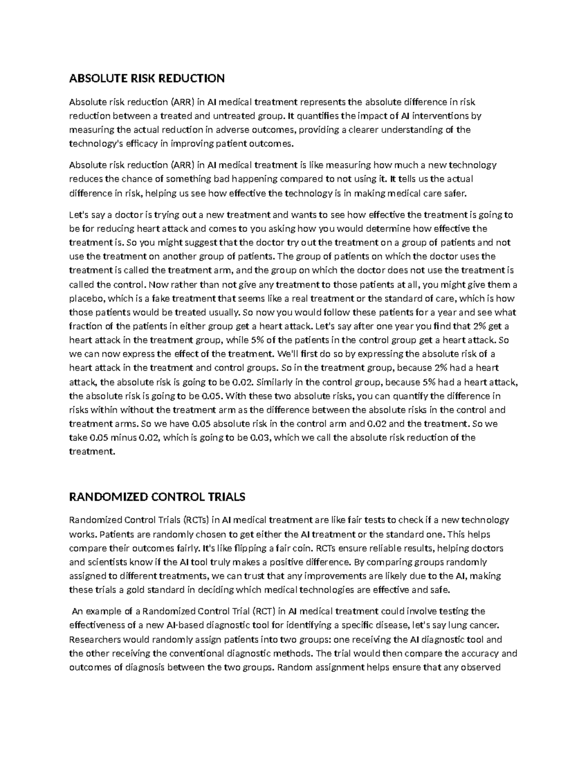 Unit-5 AI in Health Care - ABSOLUTE RISK REDUCTION Absolute risk ...