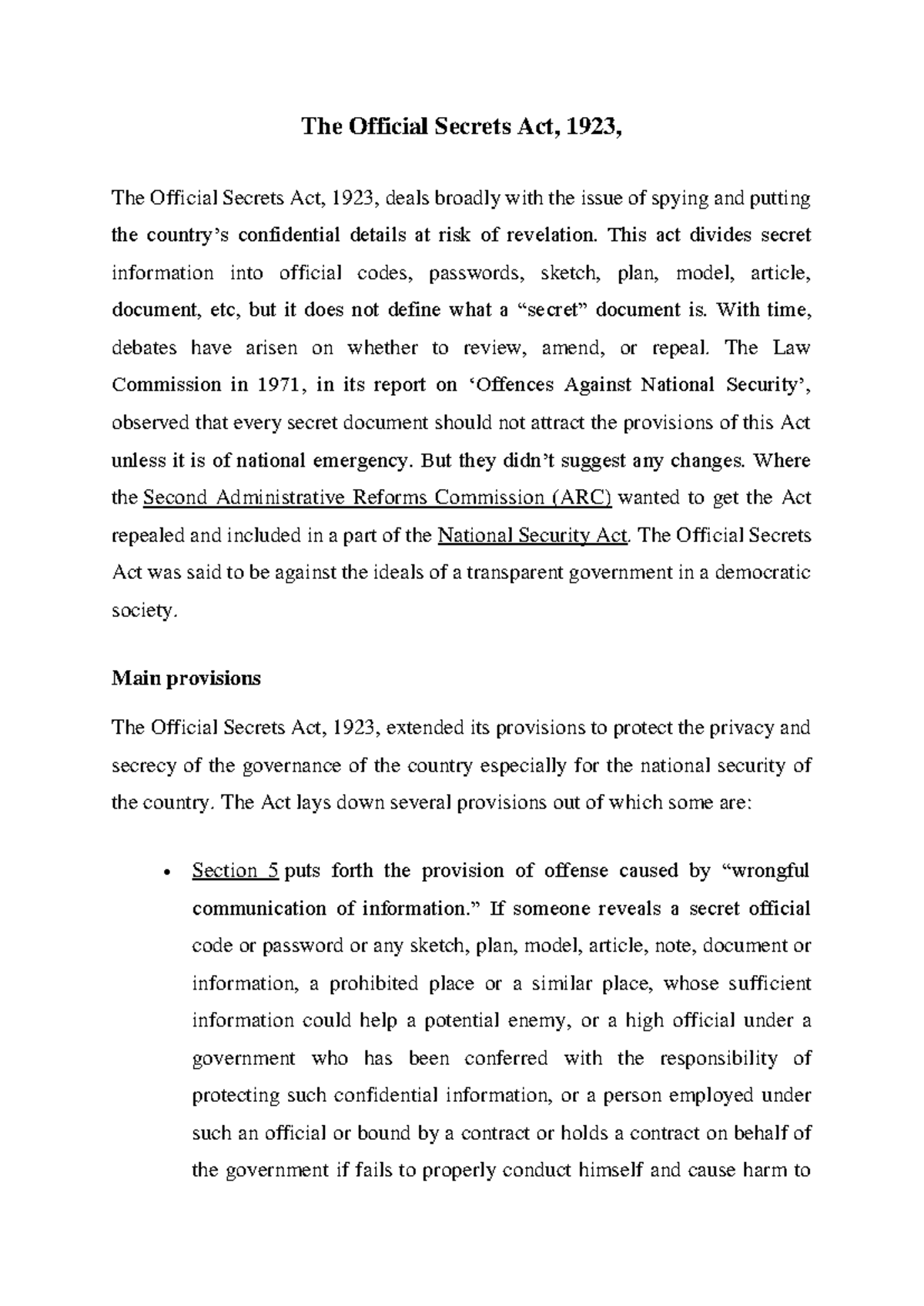 Official Secrets Act, 1923 & RTI Act, 2005: Key Provisions & Cases ...