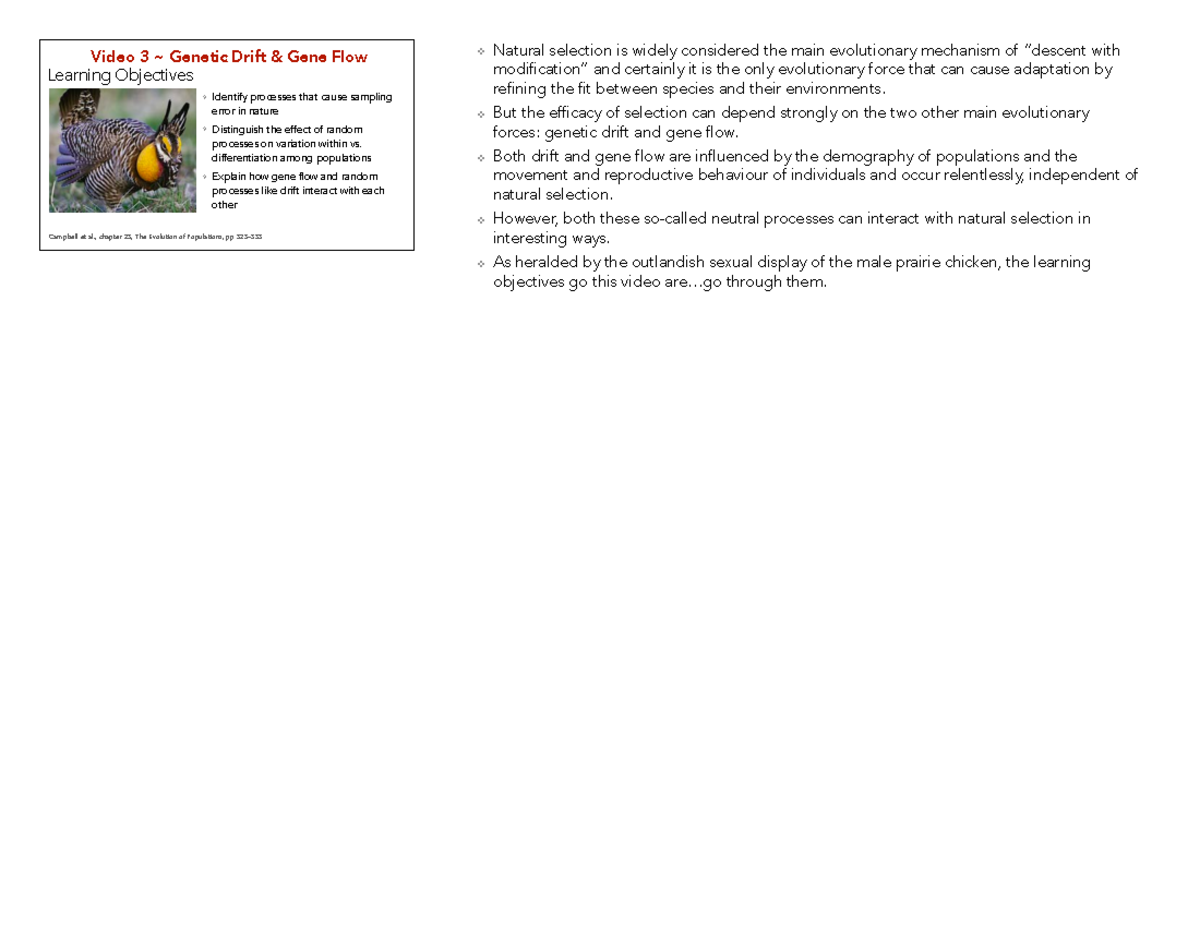 Genetic Drift & Gene Flow Overview - V3 Lecture Notes - Studocu