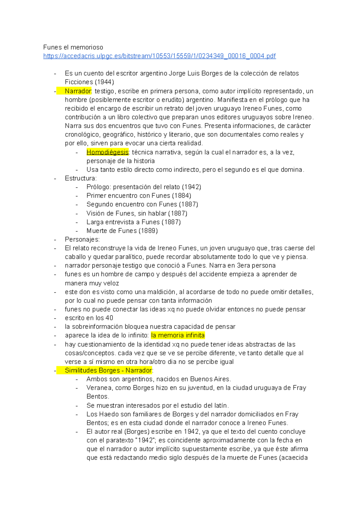 Analisis Borges - Funes el memorioso - Funes el memorioso - Studocu