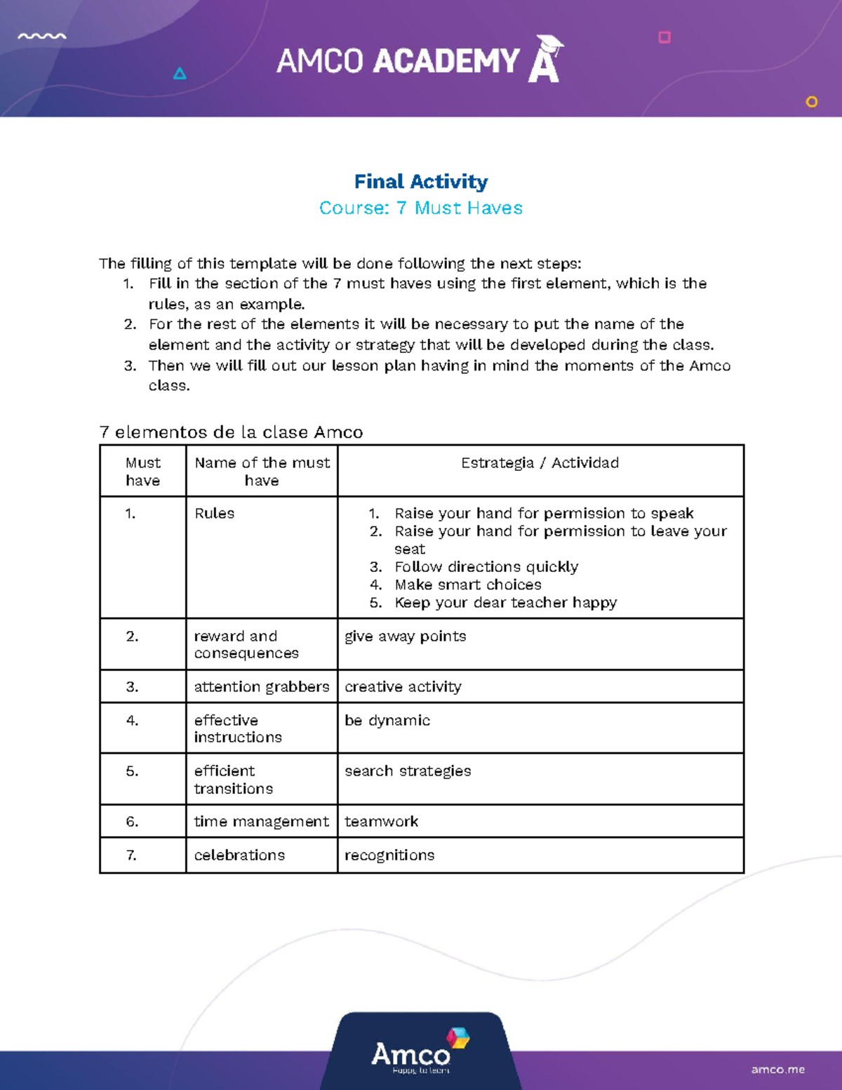 7 Must Haves Template Lesson Plan for English Classes - Studocu