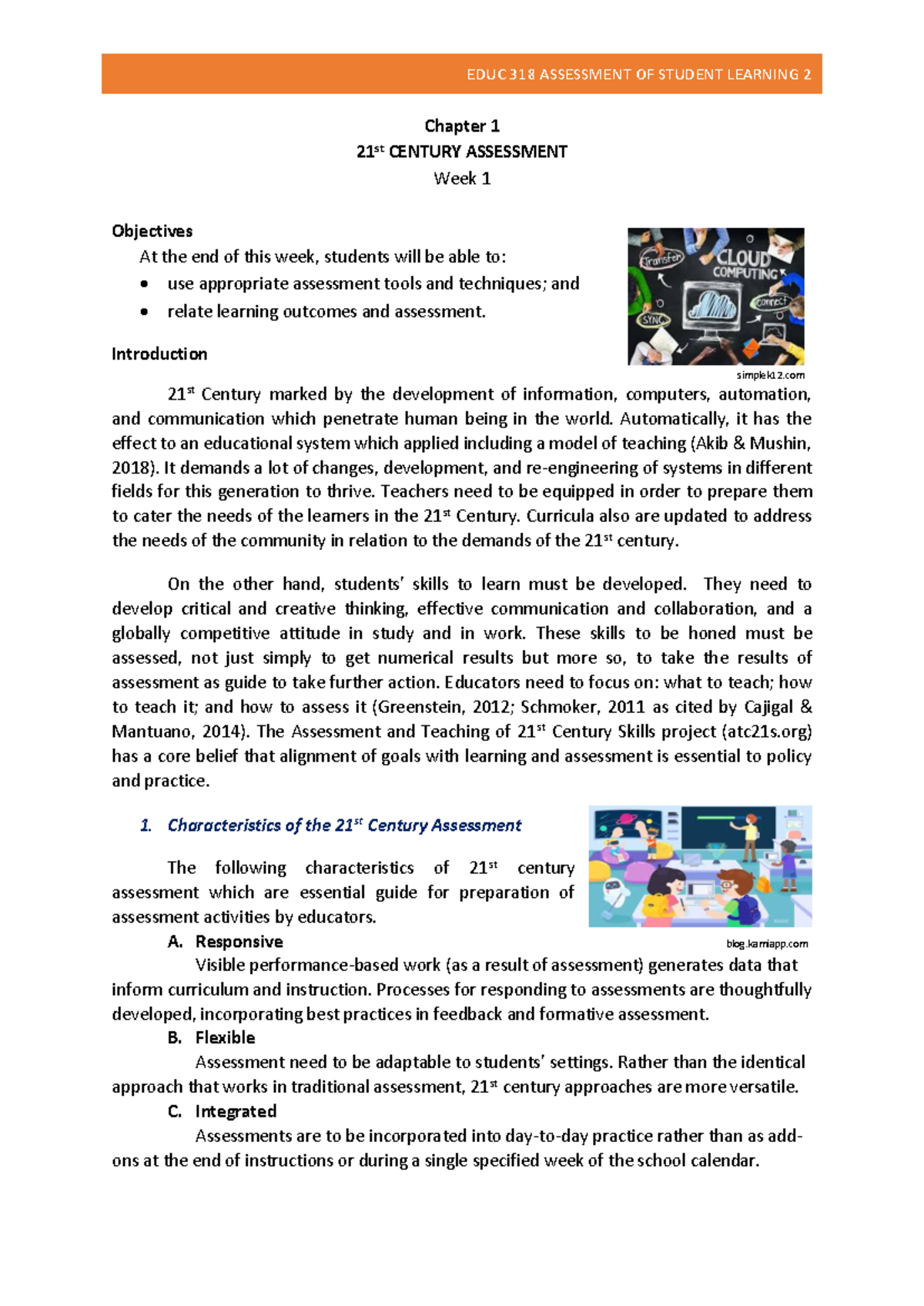 21st Century Assessment - Chapter 1 21 st CENTURY ASSESSMENT Week 1 ...
