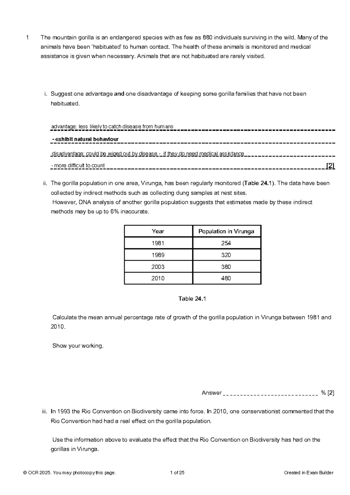 OCR 2025 Biology Paper 2 Question Paper and Mark Scheme Analysis - Studocu