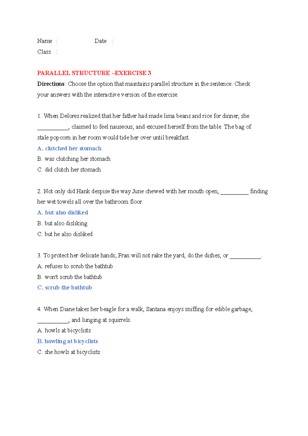 Soal Latihan: Parallel Structure Exercise 3 - Studocu