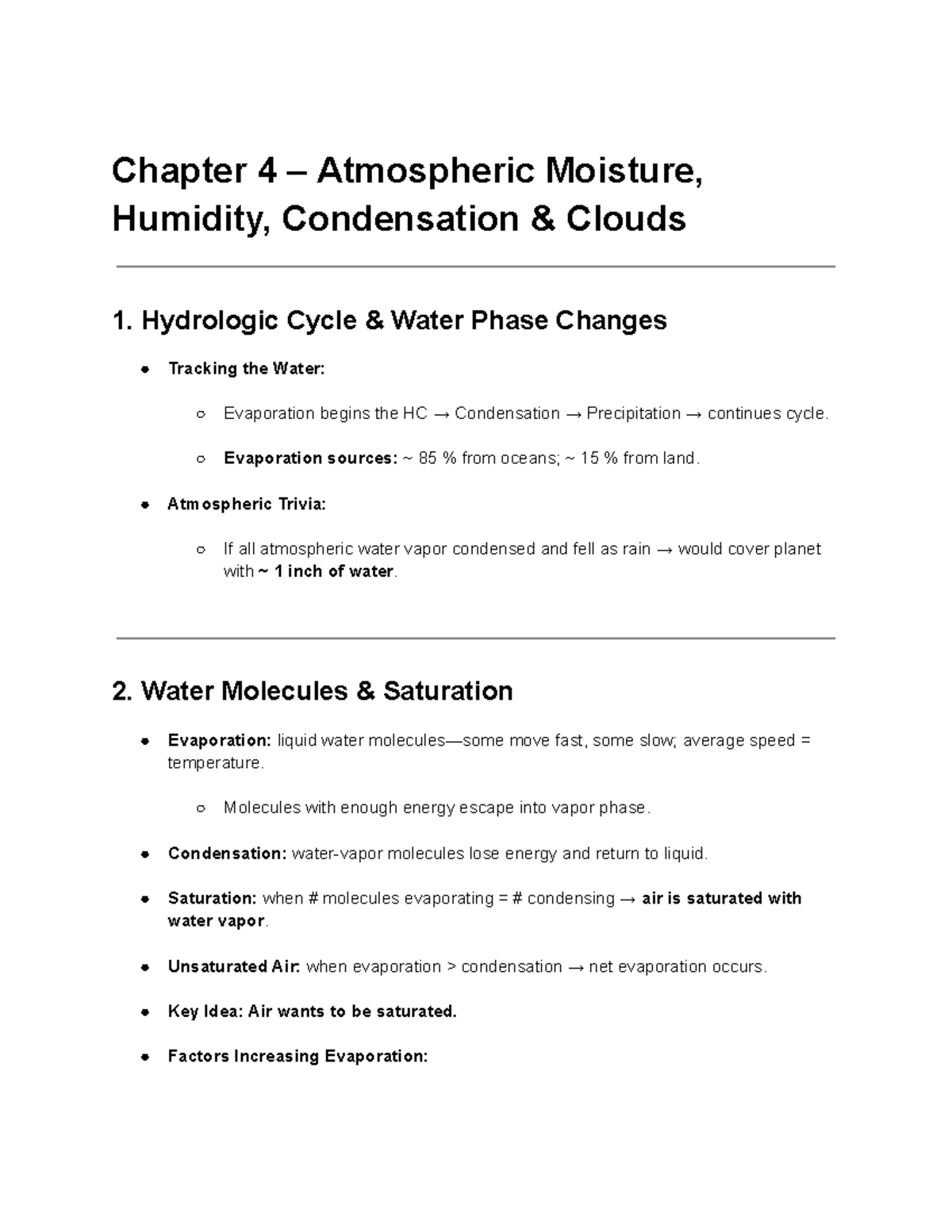 Chapter 4 & 5: Atmospheric Moisture, Clouds, and Precipitation ISNS ...