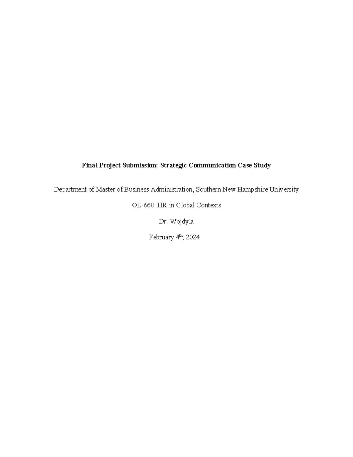 MGT 550 Communications Template: Addressing Strategic Flexibility ...
