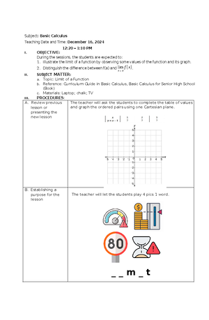 Daily Lesson Log - Limits of Exponential and Logarithmic Functions ...
