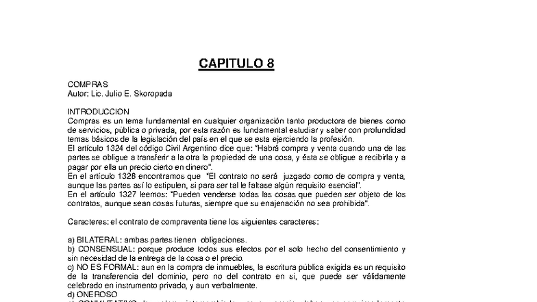 CAPITULO 8: COMPRAS EN SERVICIOS DE ALIMENTACION - DERECHO ARGENTINO ...