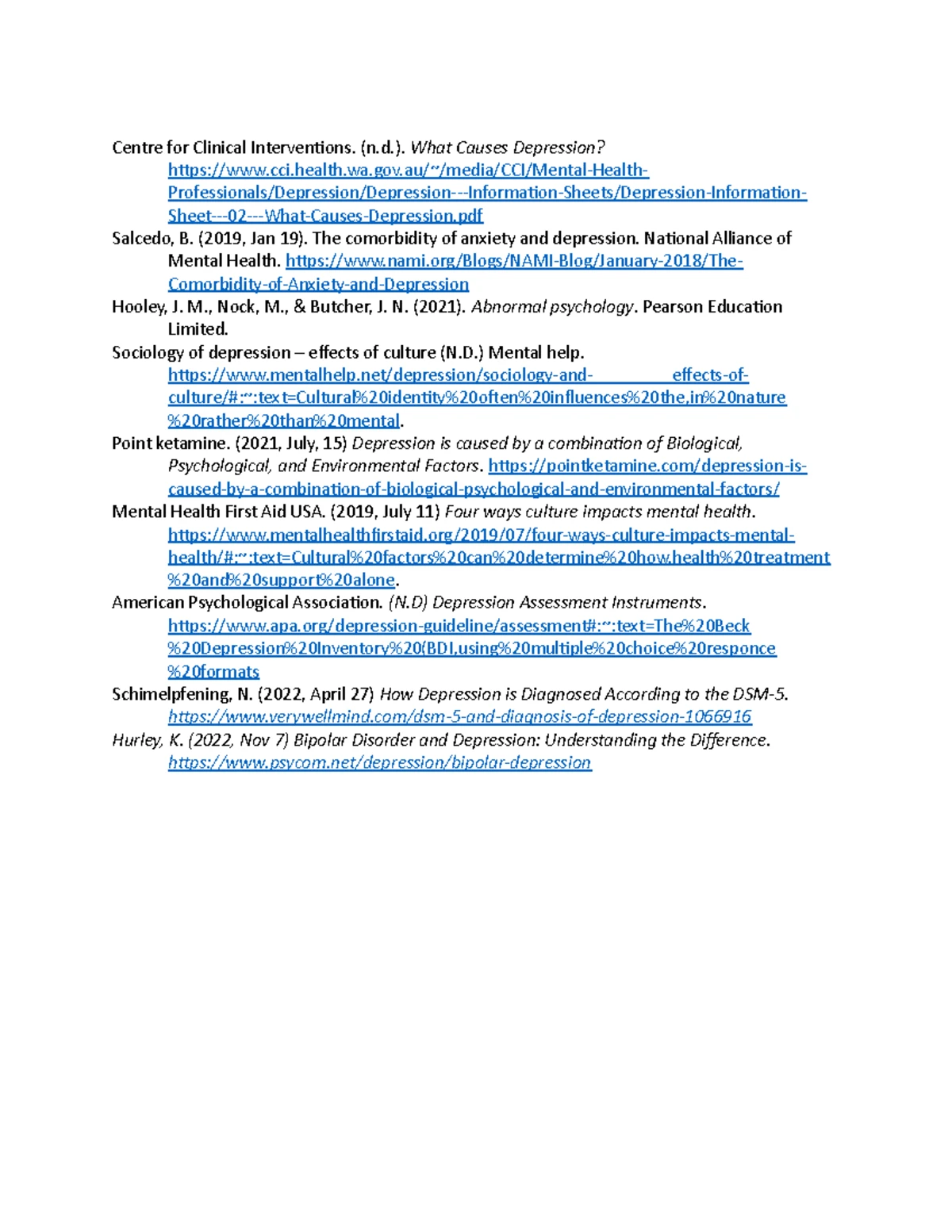 PSY 215 Abnormal Psychology 22EW3 Project Two - PSY-215-J3876 Abnormal ...