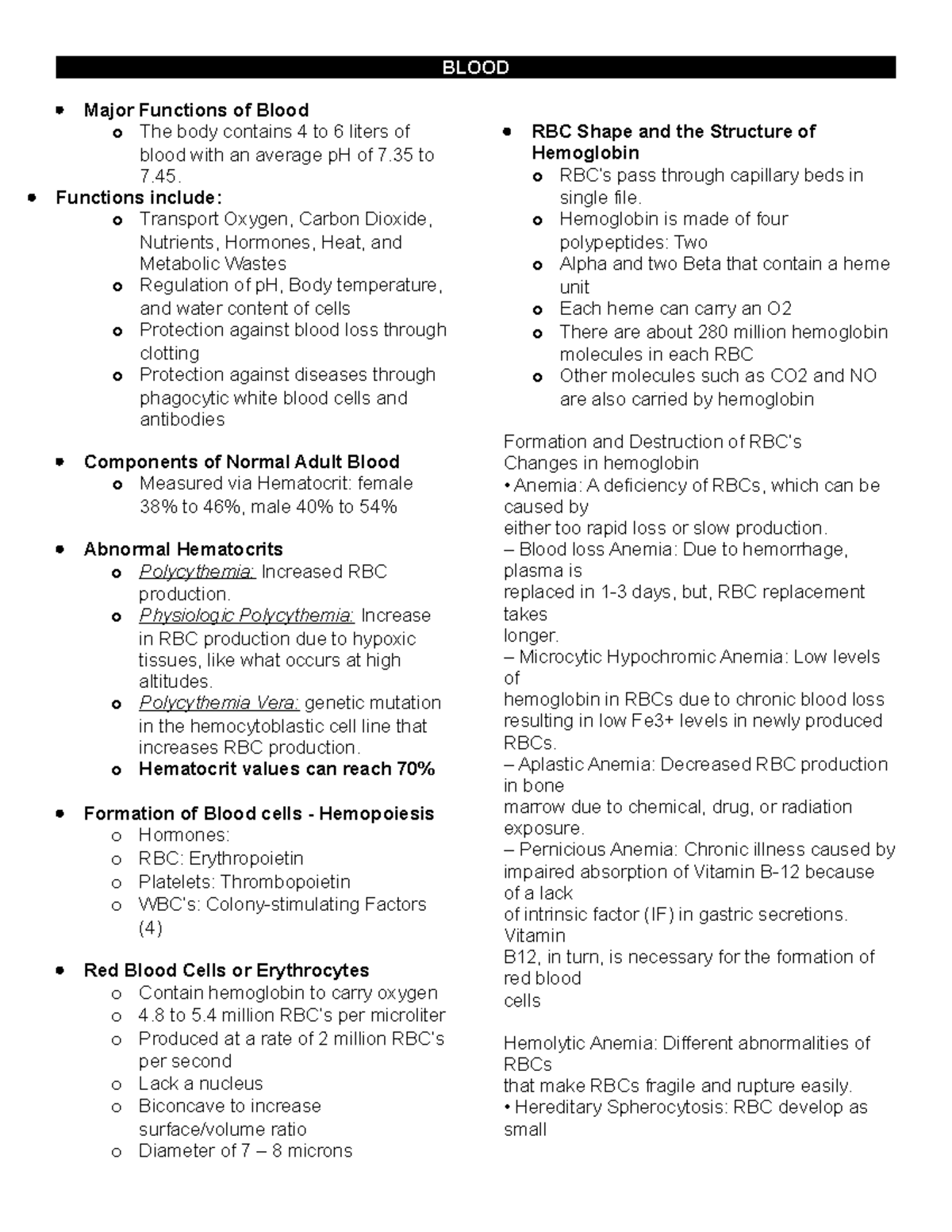 Anaphy Reviewer: Comprehensive Overview of Blood Functions & Cells ...