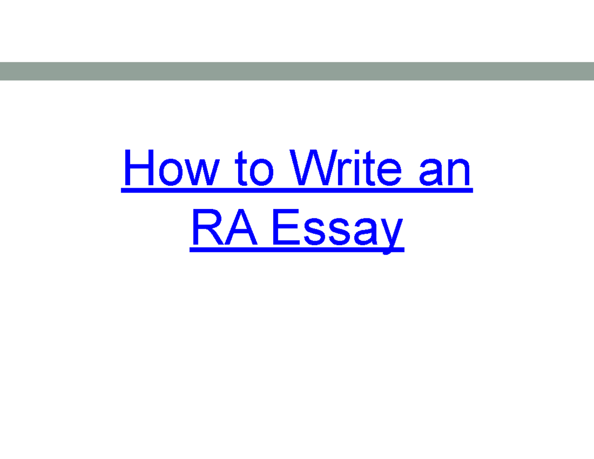 RA Essay Writing Guide: FRQ2 Rhetorical Analysis Techniques - Studocu