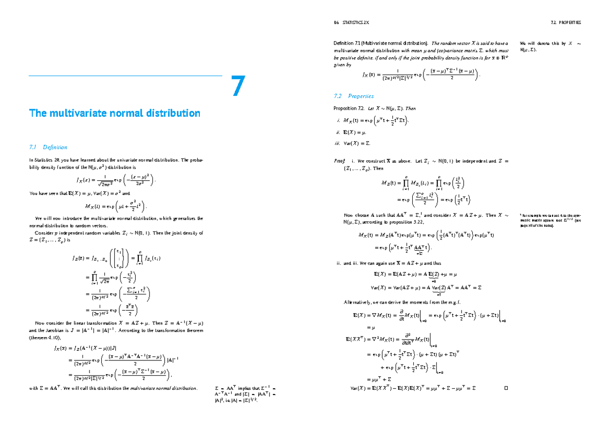 The Multivariate Normal Distribution - 7 The multivariate normal ...