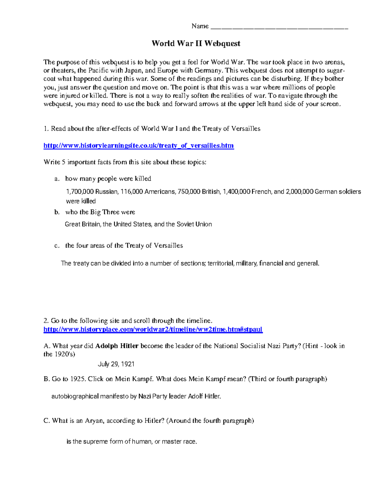 WWII Web Quest for History Class - Madelyn Cabiro - Studocu