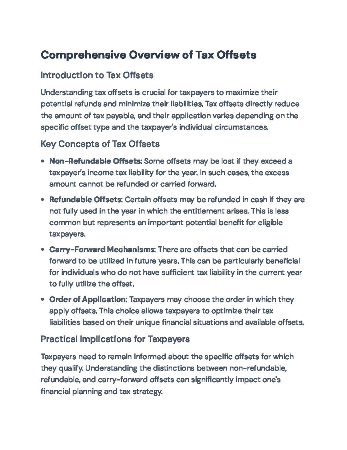 Taxation 101: Comprehensive Overview of Tax Offsets and Implications ...