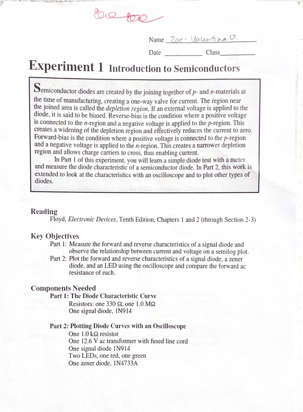 EXP 1 - Lab Report on Semiconductor Diode Characteristics - Studocu