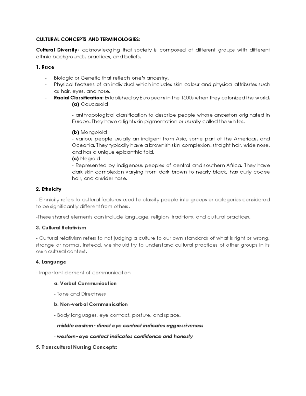 Cultural Concepts AND Terminologies - CULTURAL CONCEPTS AND TERMINOLOGIES: Cultural Diversity ...