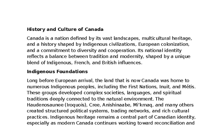 HIST 101: Overview of Canada's History and Cultural Identity - Studocu