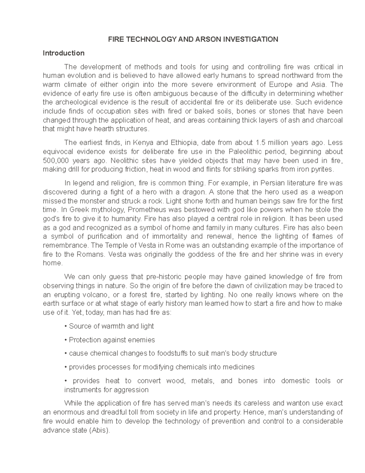 FIRE TECHNOLOGY AND ARSON INVESTIGATION: Comprehensive Study Notes ...