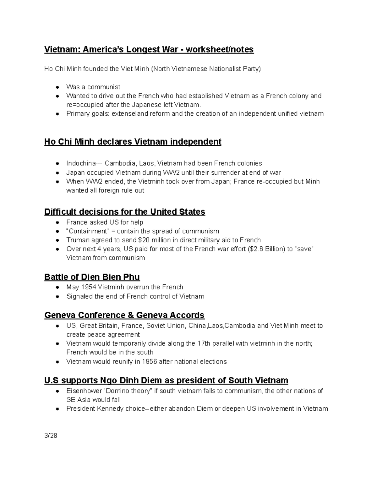 Vietnam War Overview (1955-1975): Key Events & Outcomes - Studocu