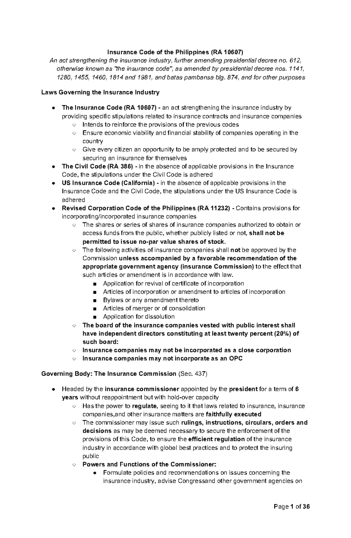 10 Insurance Code of the Philippines - 612, otherwise known as "the ...