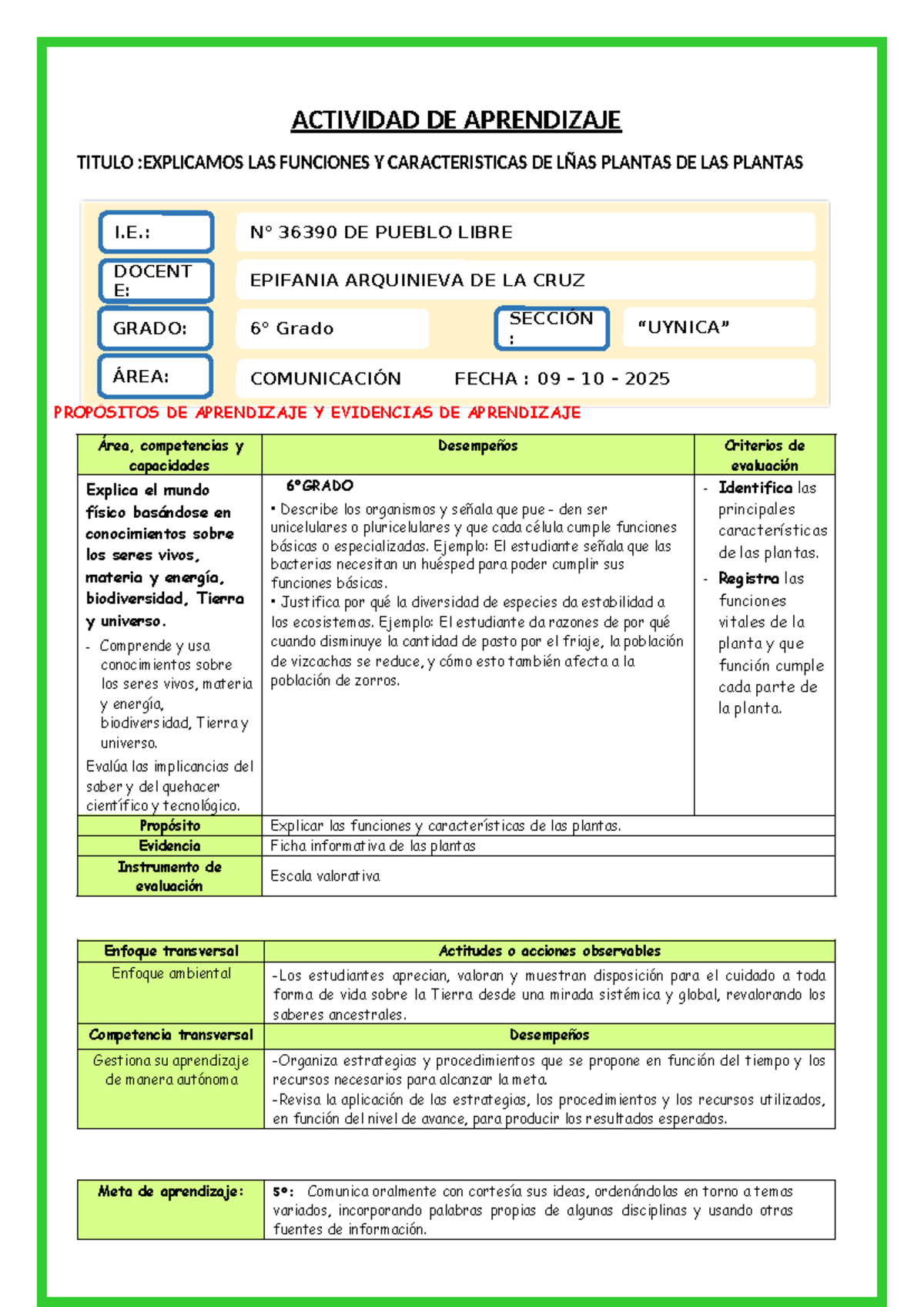 SES-MART-CYT: Funciones y Características de las Plantas - Studocu