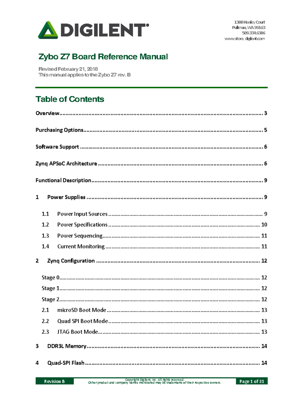 Zybo Z7 Board Reference Manual (Rev. B) - Detailed Overview and Specs ...