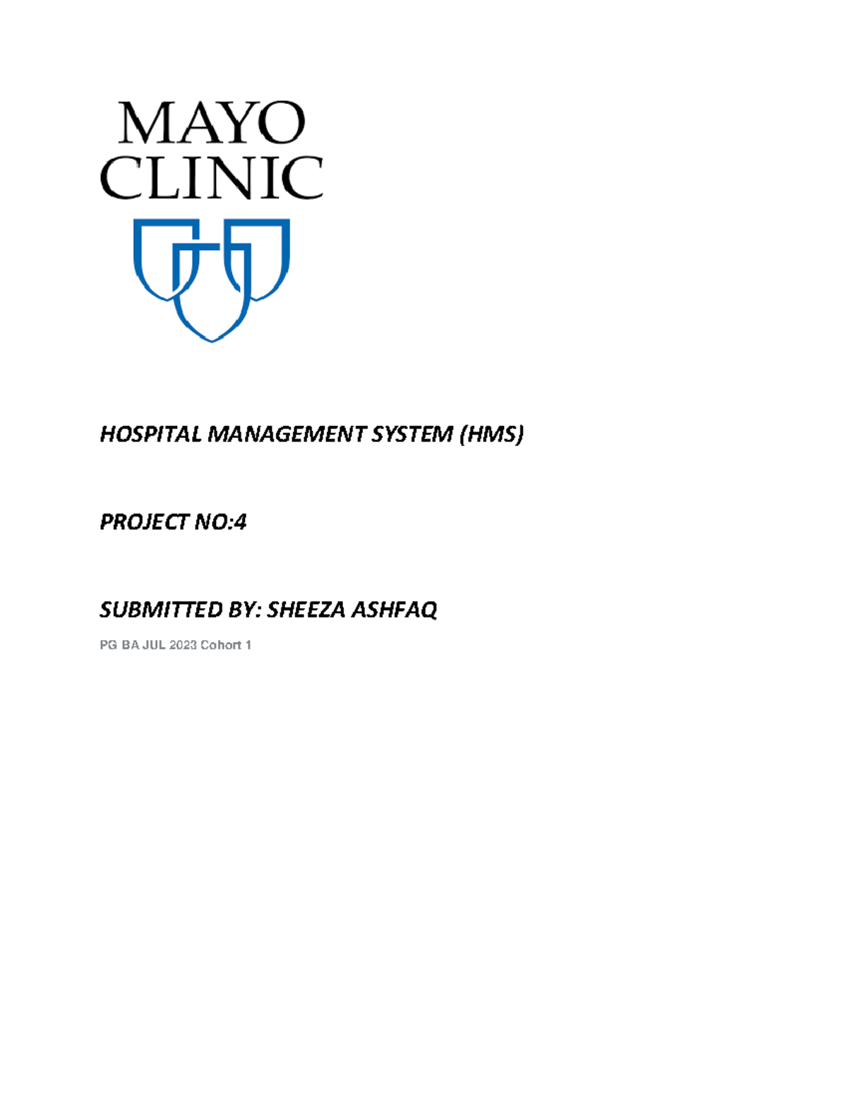 Hospital Management System (HMS) - Project No. 4 Overview - Studocu
