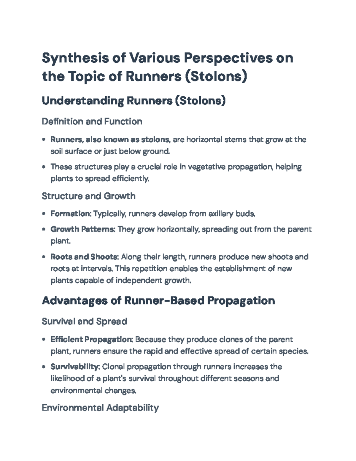 Synthesis of Runners (Stolons) in Plant Biology - Overview and Insights ...