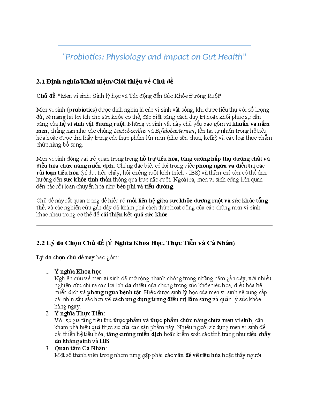 Probiotics: Physiology and Impact on Gut Health - "Probiotics ...