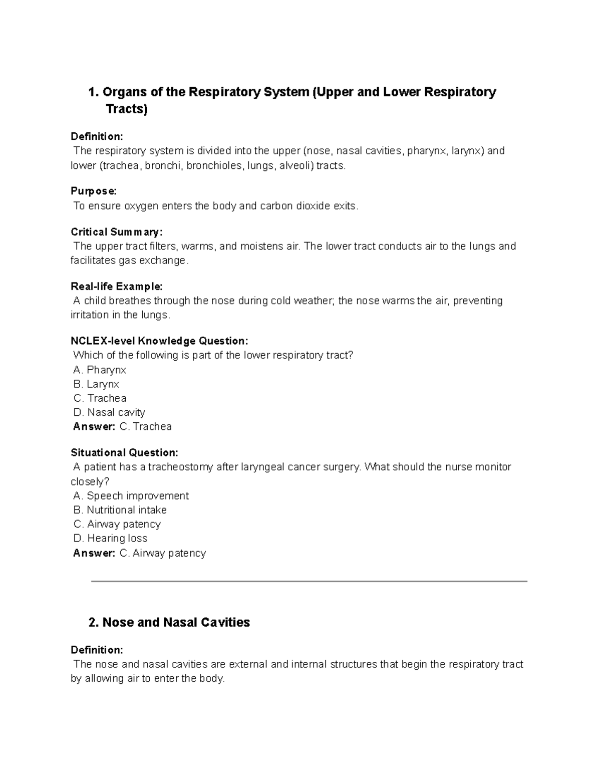 Respiratory System Overview: Upper & Lower Tracts (Course Code: BIO101 ...