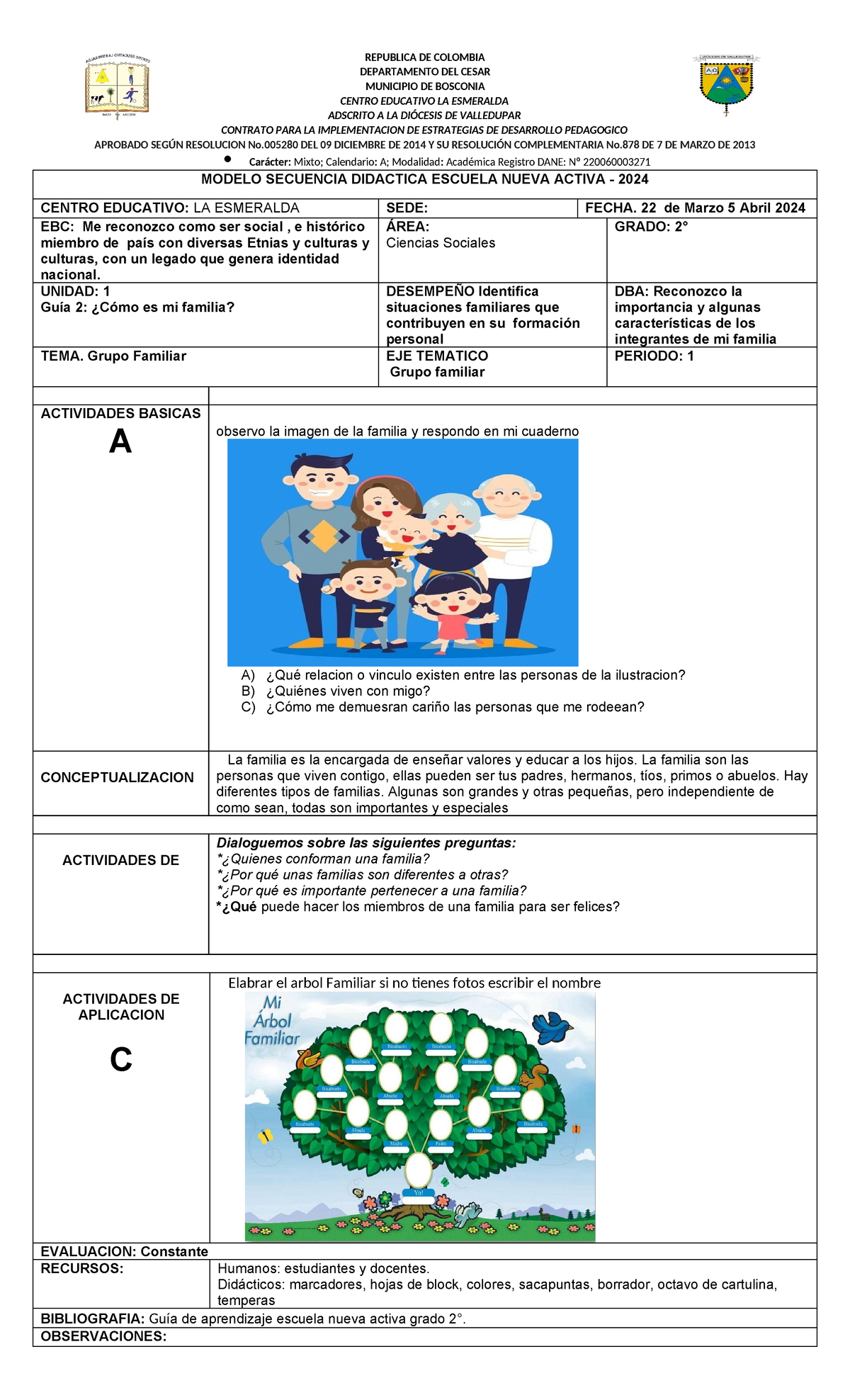 Guía de Actividades sobre Mi Familia para Grado 2 - EBC 2024 - Studocu