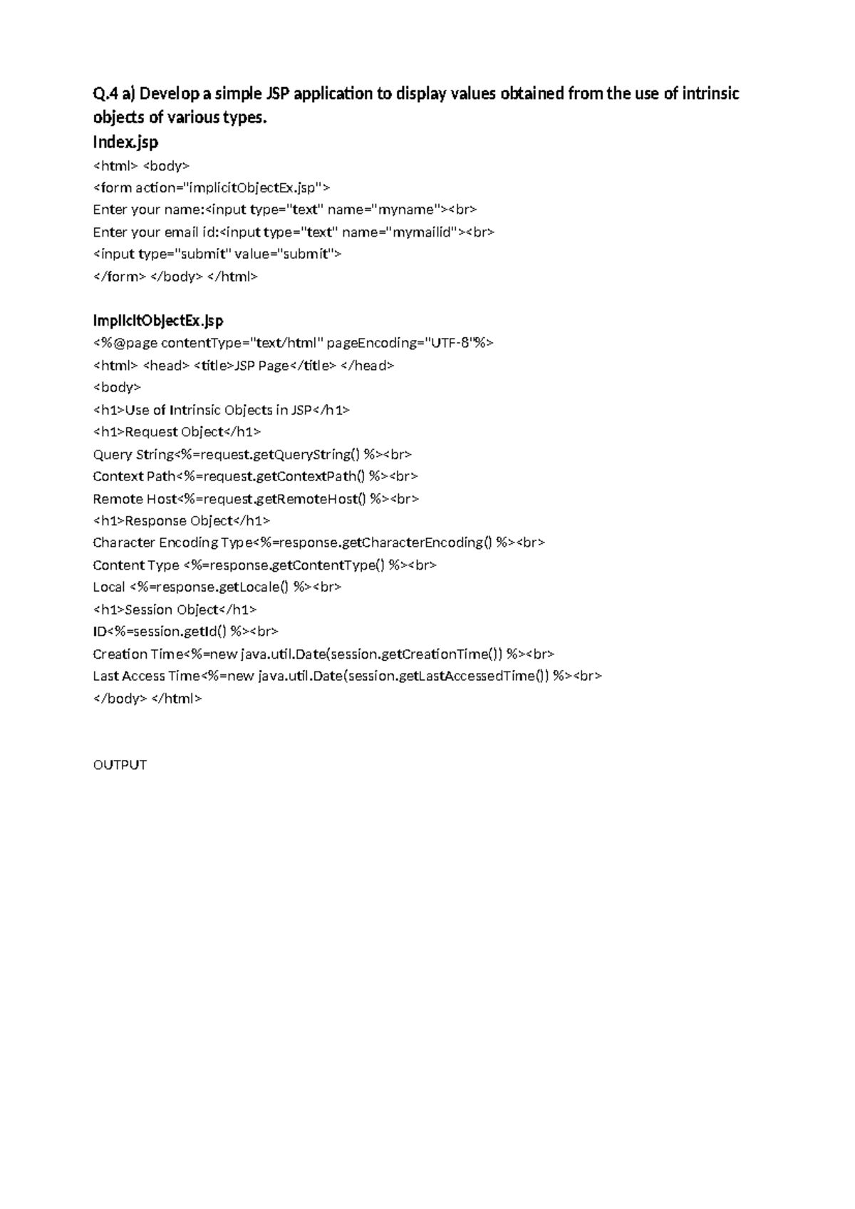 EJ PR 4: JSP Applications for Intrinsic Objects & User Validation - Studocu