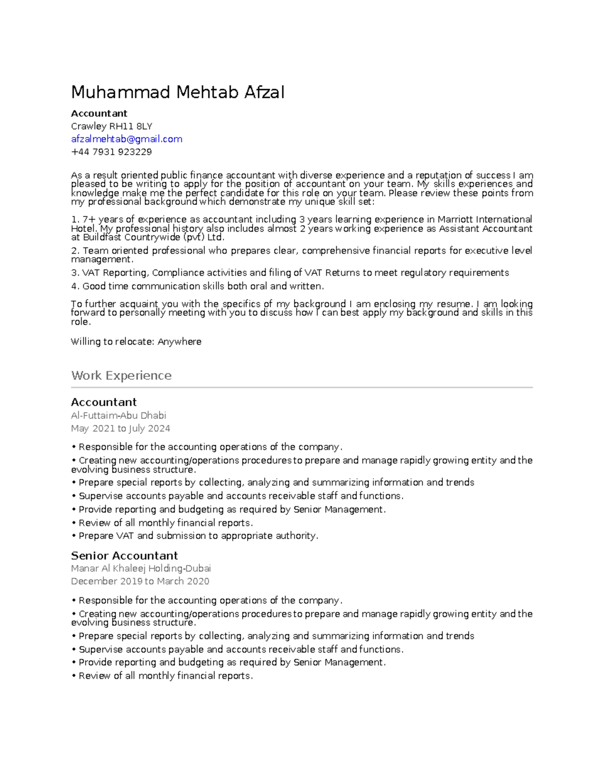 Muhammad-Mehtab-Afzal - Muhammad Mehtab Afzal Accountant Crawley RH11 ...