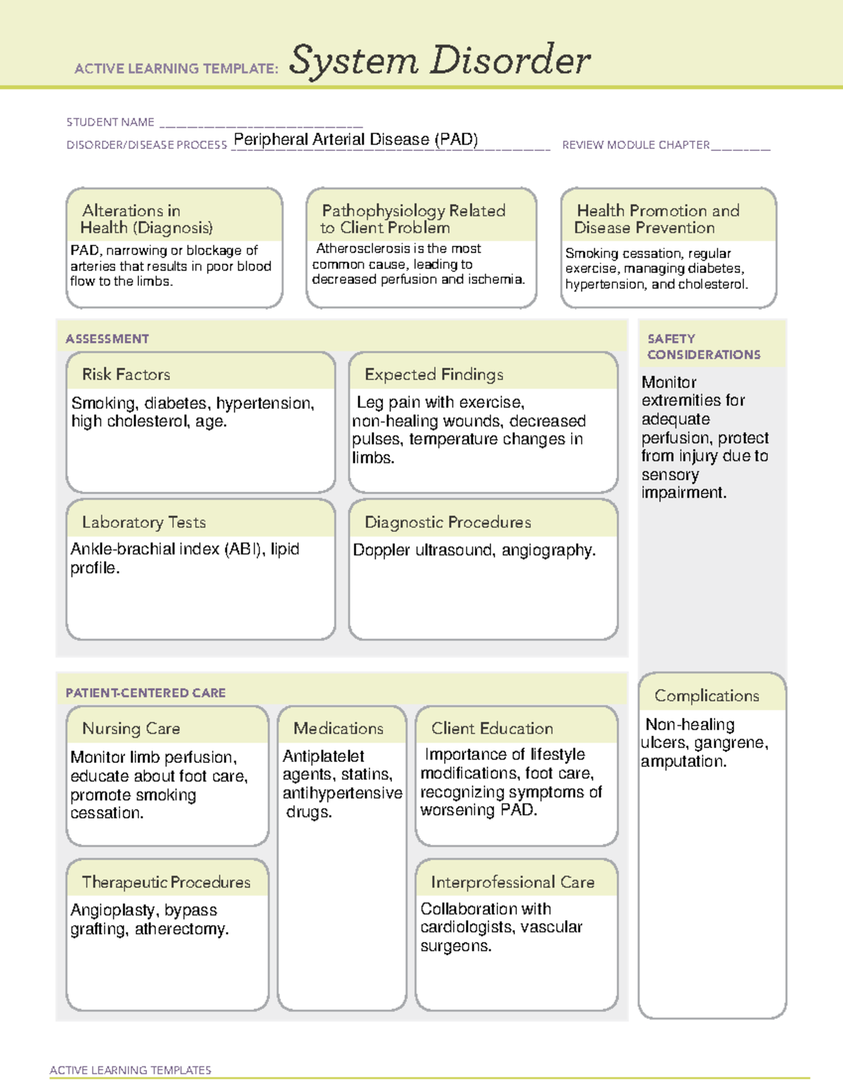 ATI PAD System Disorder Active Learning Template Guide - Studocu