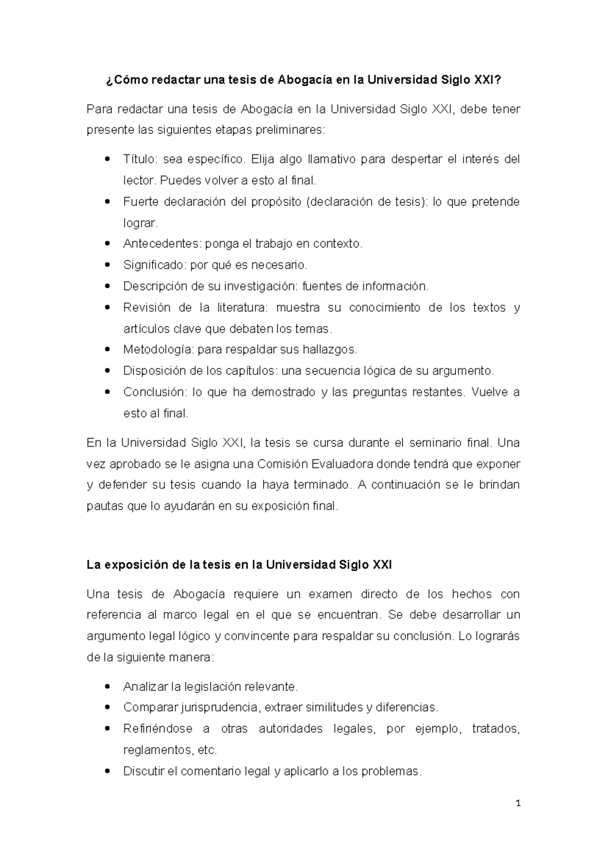 Guía para Redactar una Tesis de Abogacía - Universidad Siglo XXI - Studocu