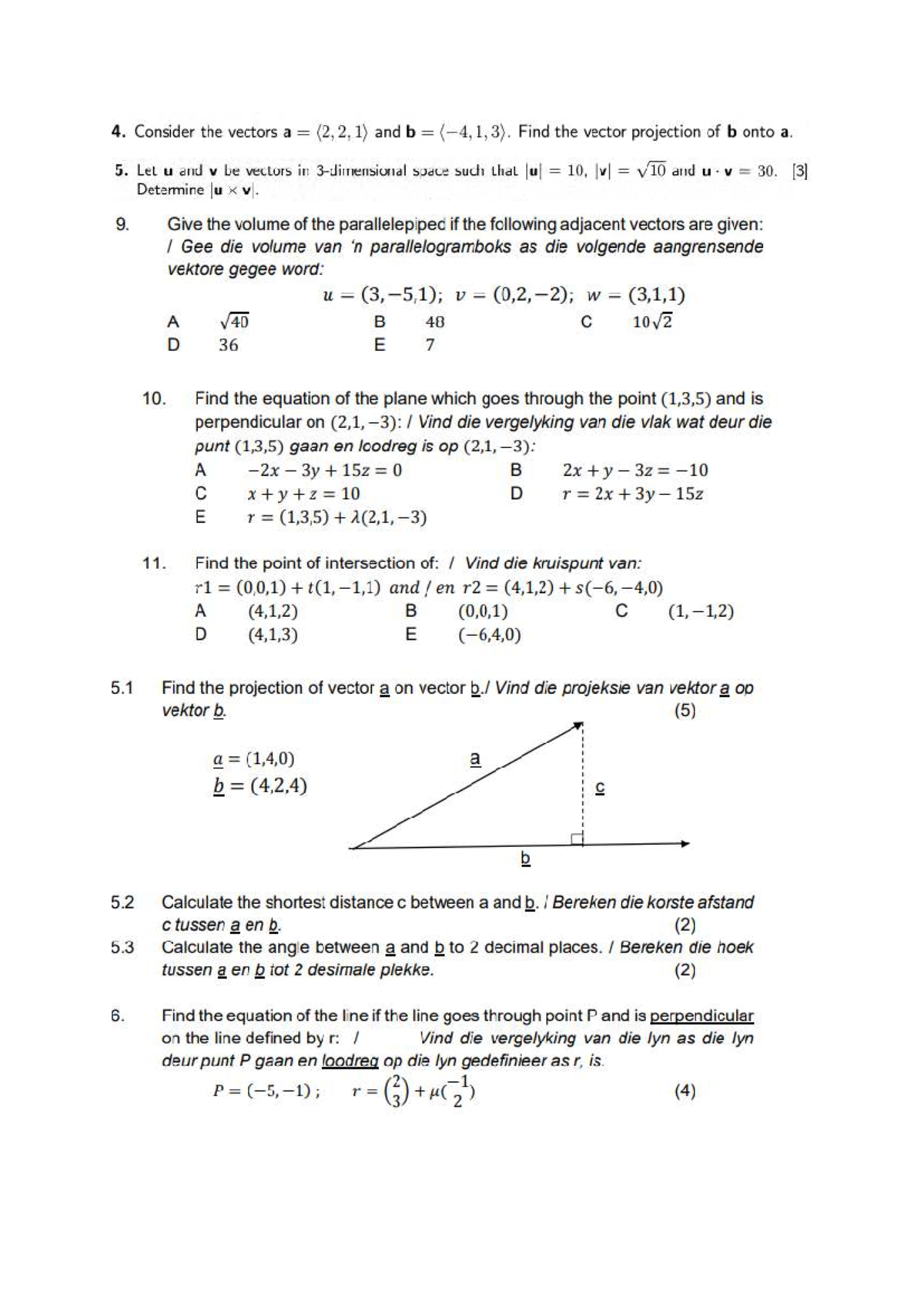 MATM1644 - Vector Projections and Plane Equations Study Guide - Studocu