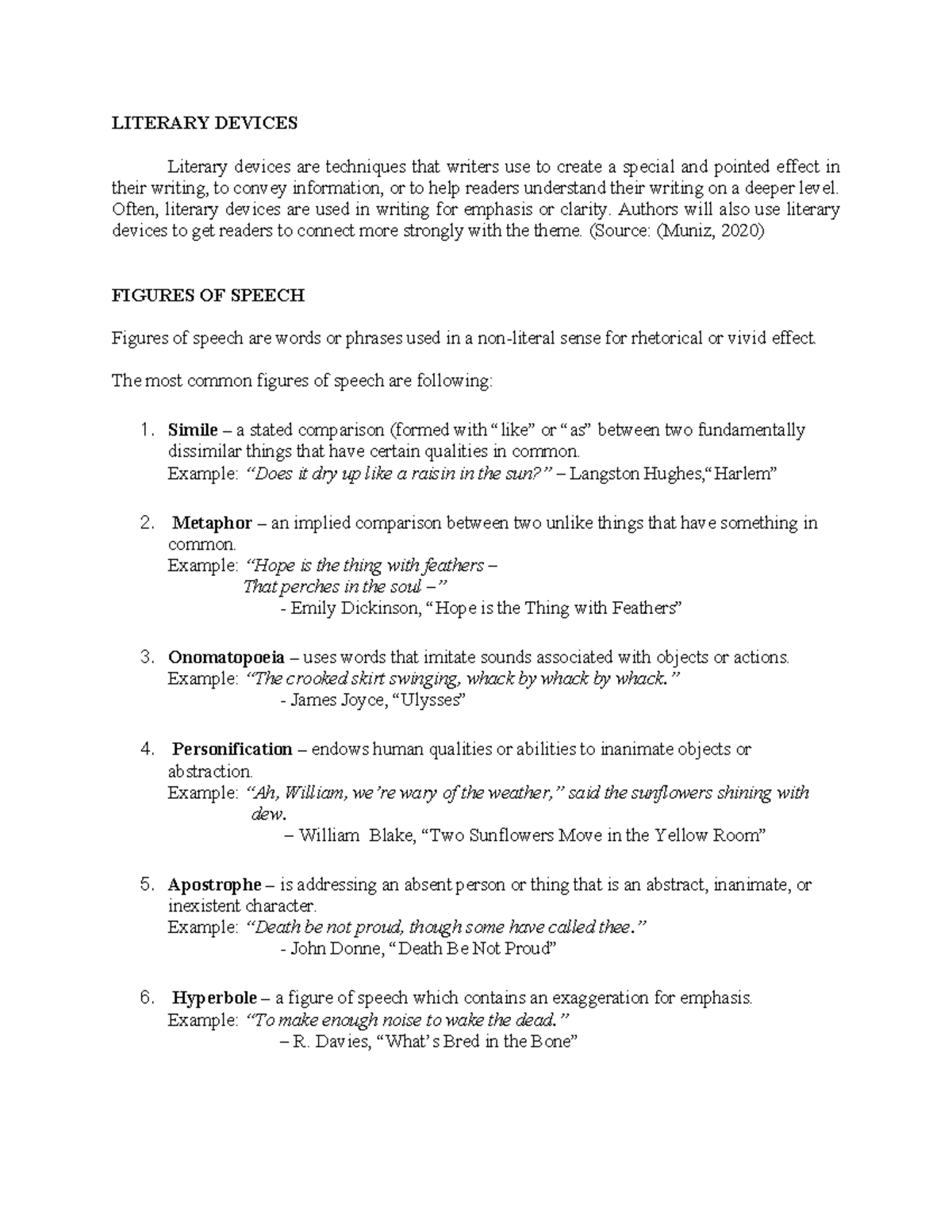 LIT DEVICES: Understanding Figures of Speech and Their Effects - Studocu